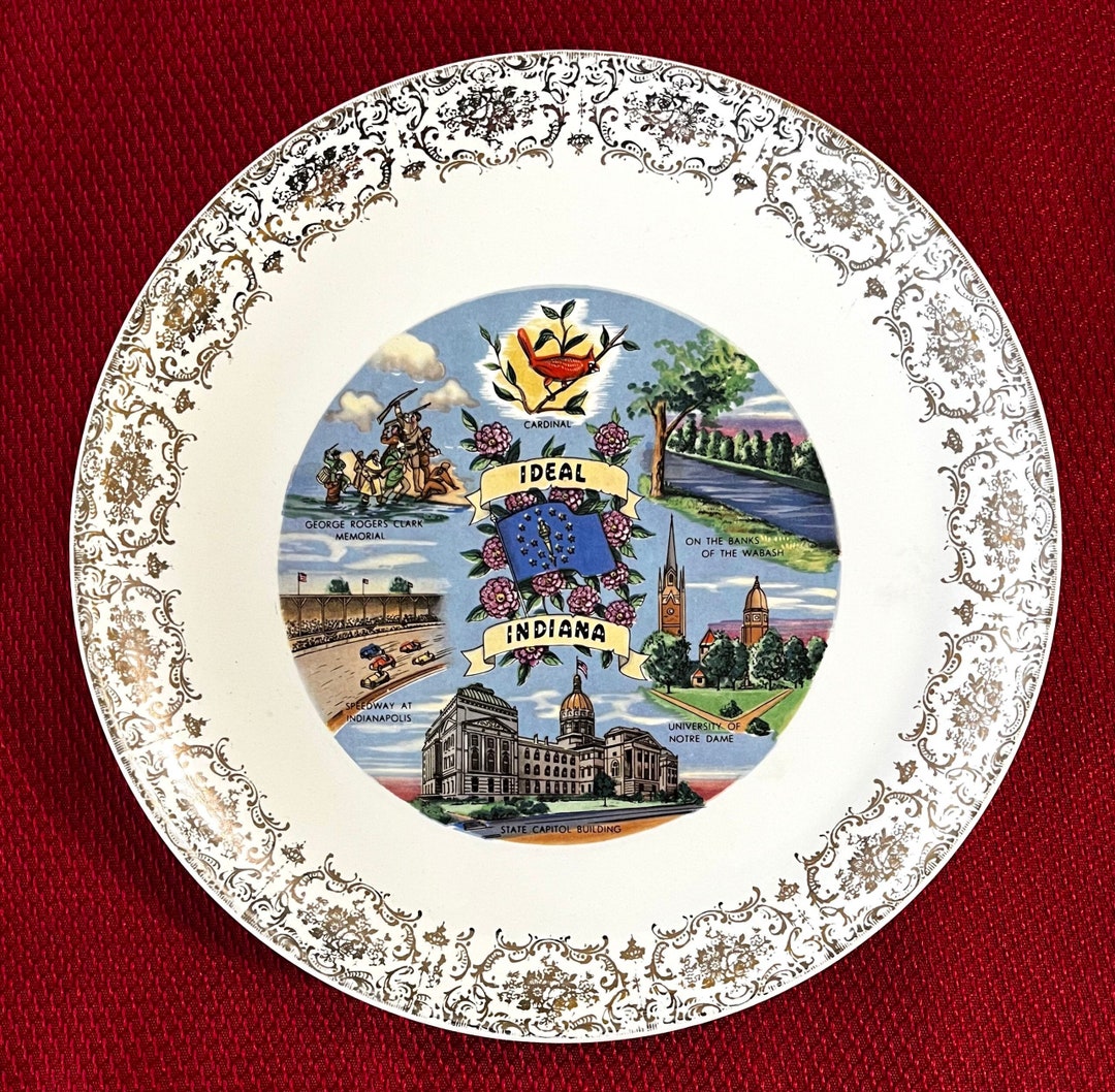 Ideal Indiana State Souvenir Plate, Capitol Building, Speedway in ...