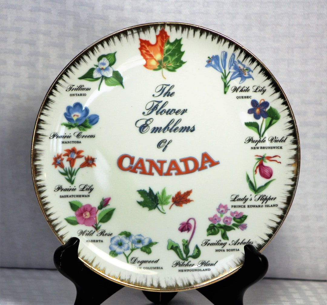 The Flower Emblems of Canada, Collectible Plate, Hand Painted Wild ...