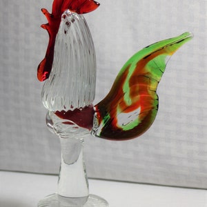 Vintage Handcrafted Glass Roosters, Murano Style, Collectible Glass ...