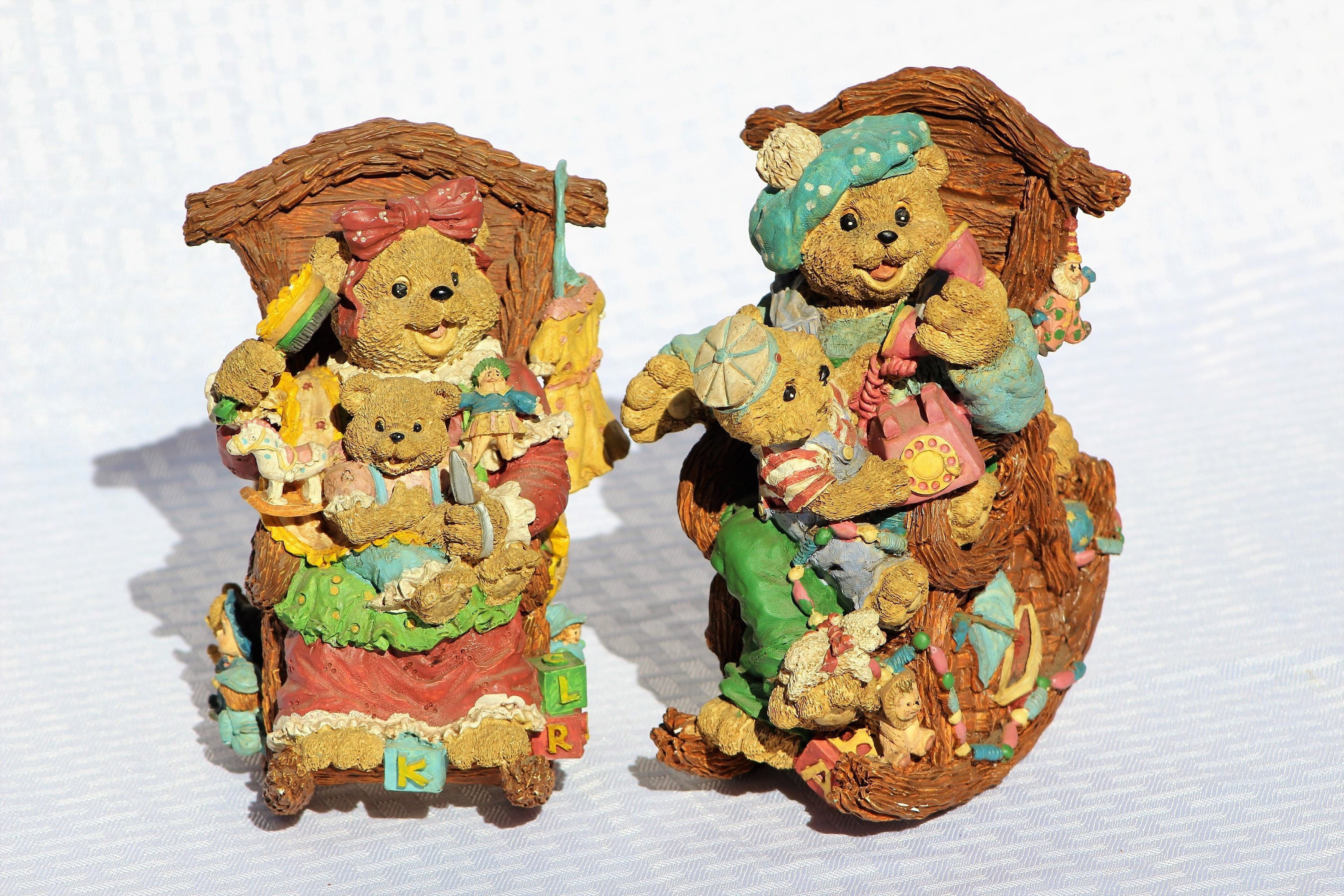 TWO Teddy Bear Rocking Chair Music Boxes Figurines Mother - Etsy Hong Kong