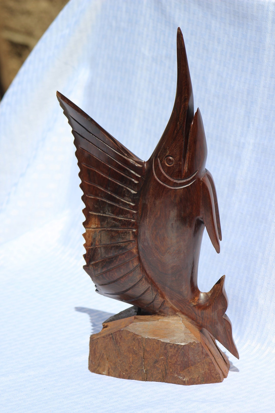 Ironwood Carving of a Sailfish, Wooden Sail Fish Carving, Carved Art ...