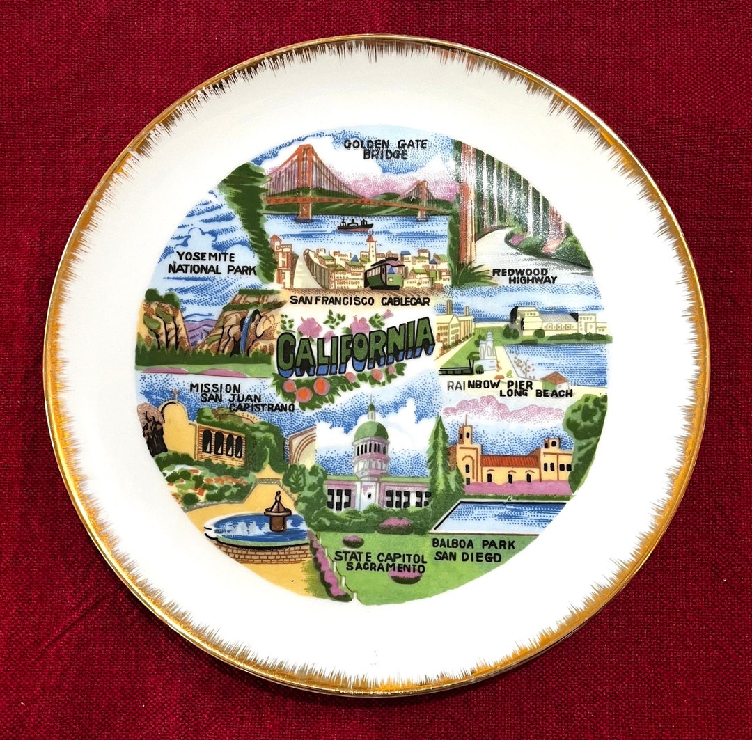 California State Souvenir Plate, State Capitol Sacramento, Golden Gate ...