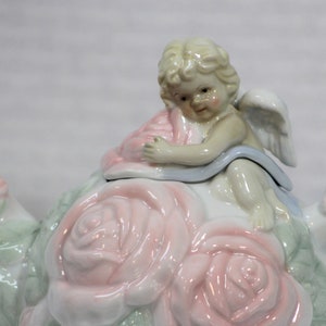 Avon Porcelain Angel Teapot, Decorated With Pink Roses in Relief ...