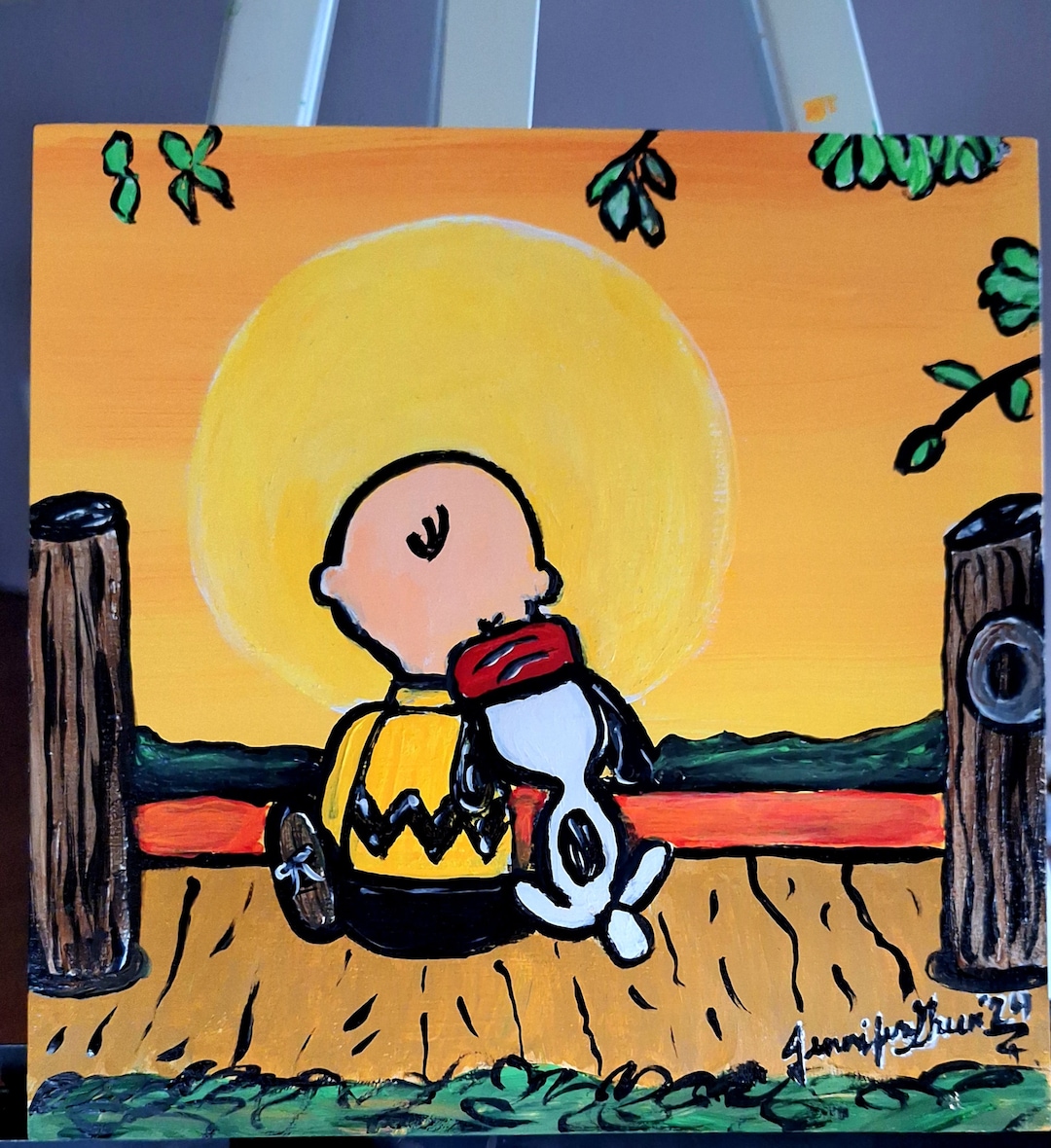Charlie Brown and Snoopy Sunset, Original Painting - Etsy