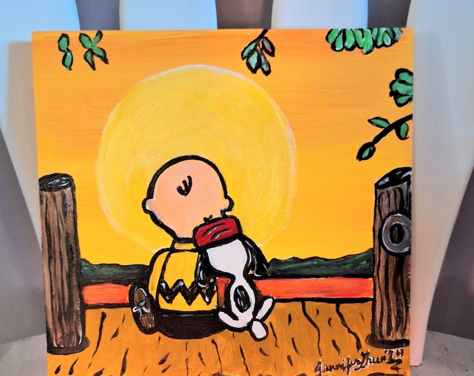 Charlie Brown and Snoopy Sunset, Original Painting - Etsy