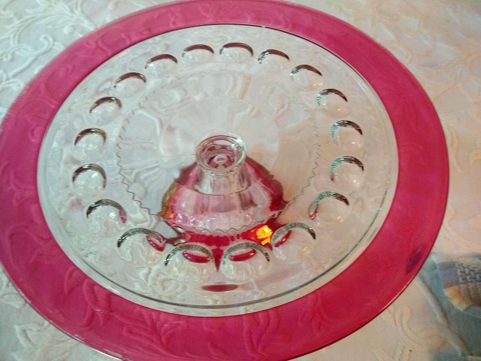 Retro Cake Stand, Vintage,cranberry Glass, Birthday Cake, Tiffin ...