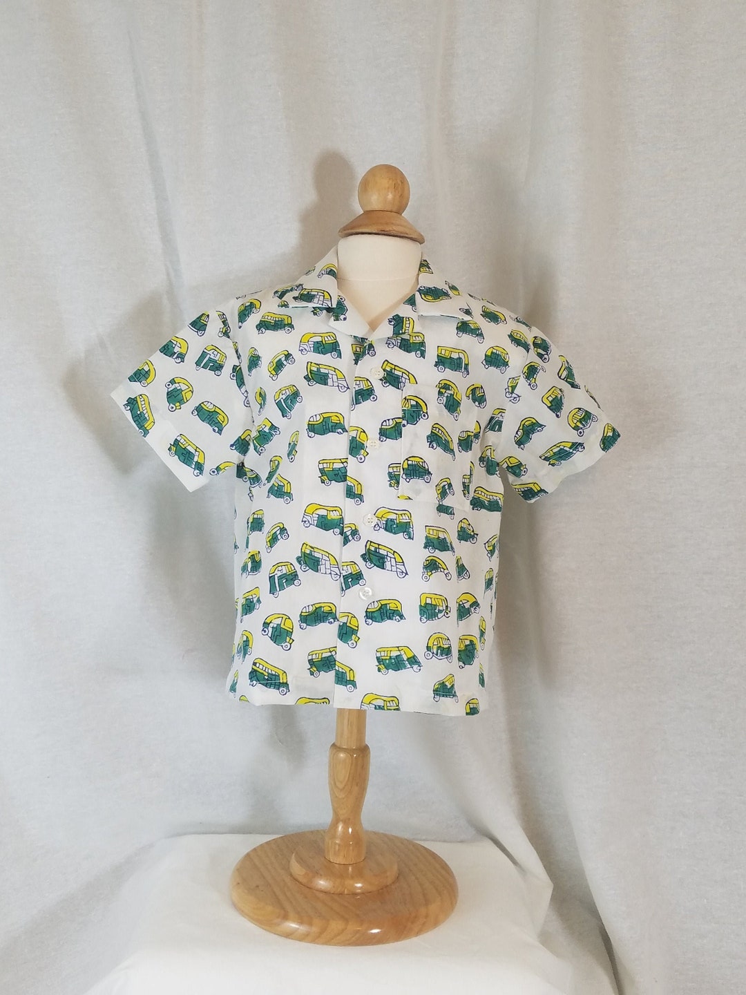 Baby Boy Shirt-size 1t-short Sleeve Button Up-cars-tuk Tuks-white Green ...