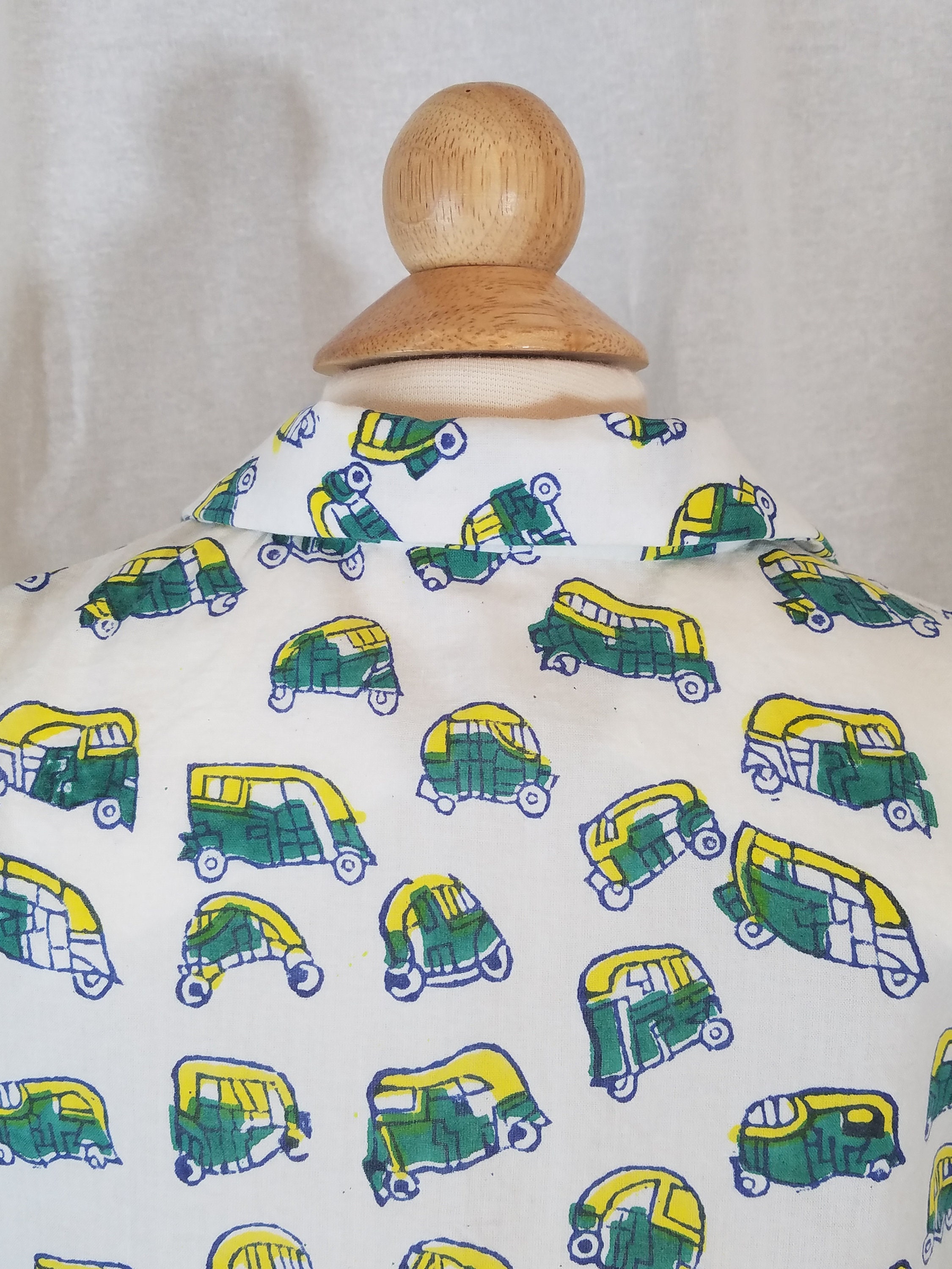 Baby Boy Shirt-size 1t-short Sleeve Button Up-cars-tuk Tuks-white Green ...