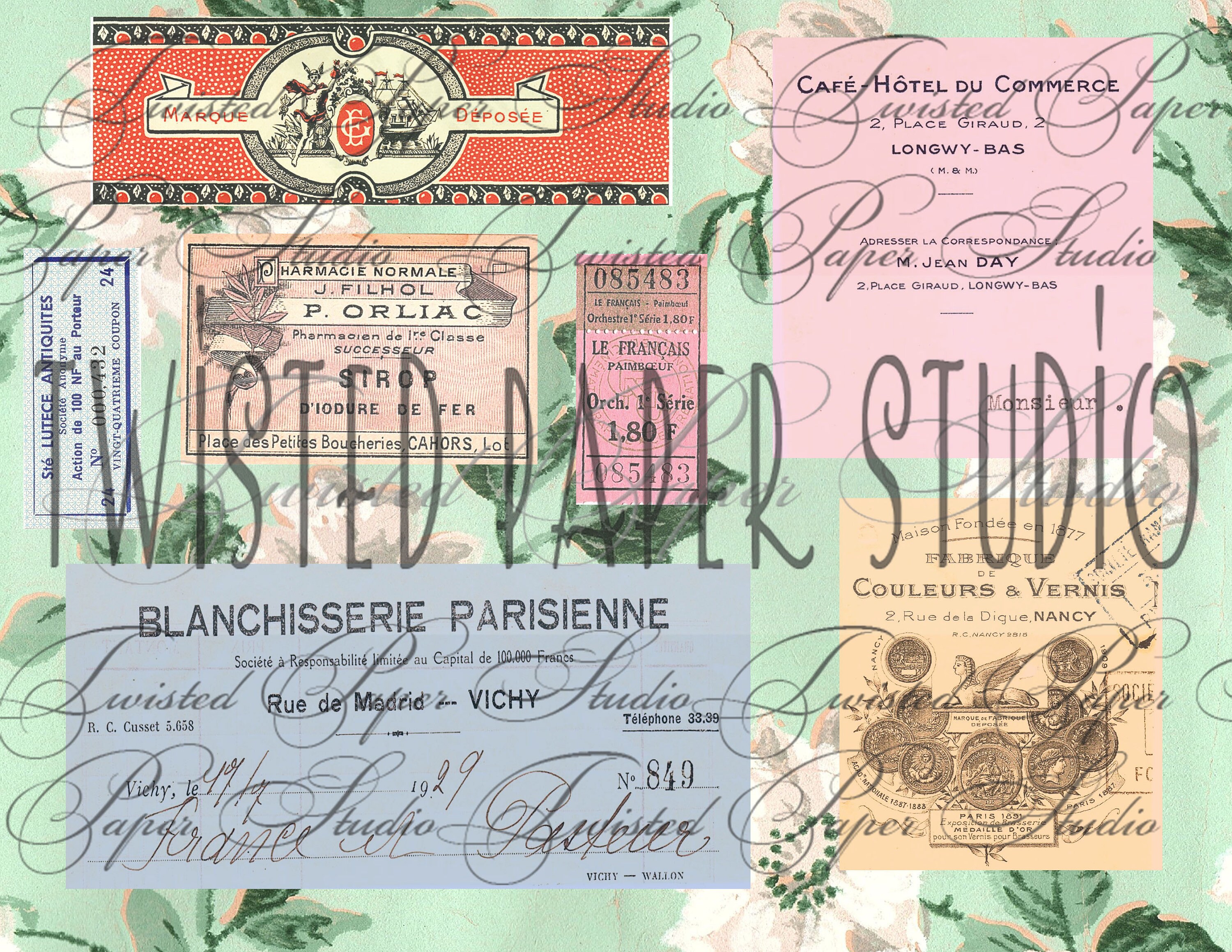 Vintage "parisian Pink" and "french Blue" Paper Pack Ephemera - Etsy