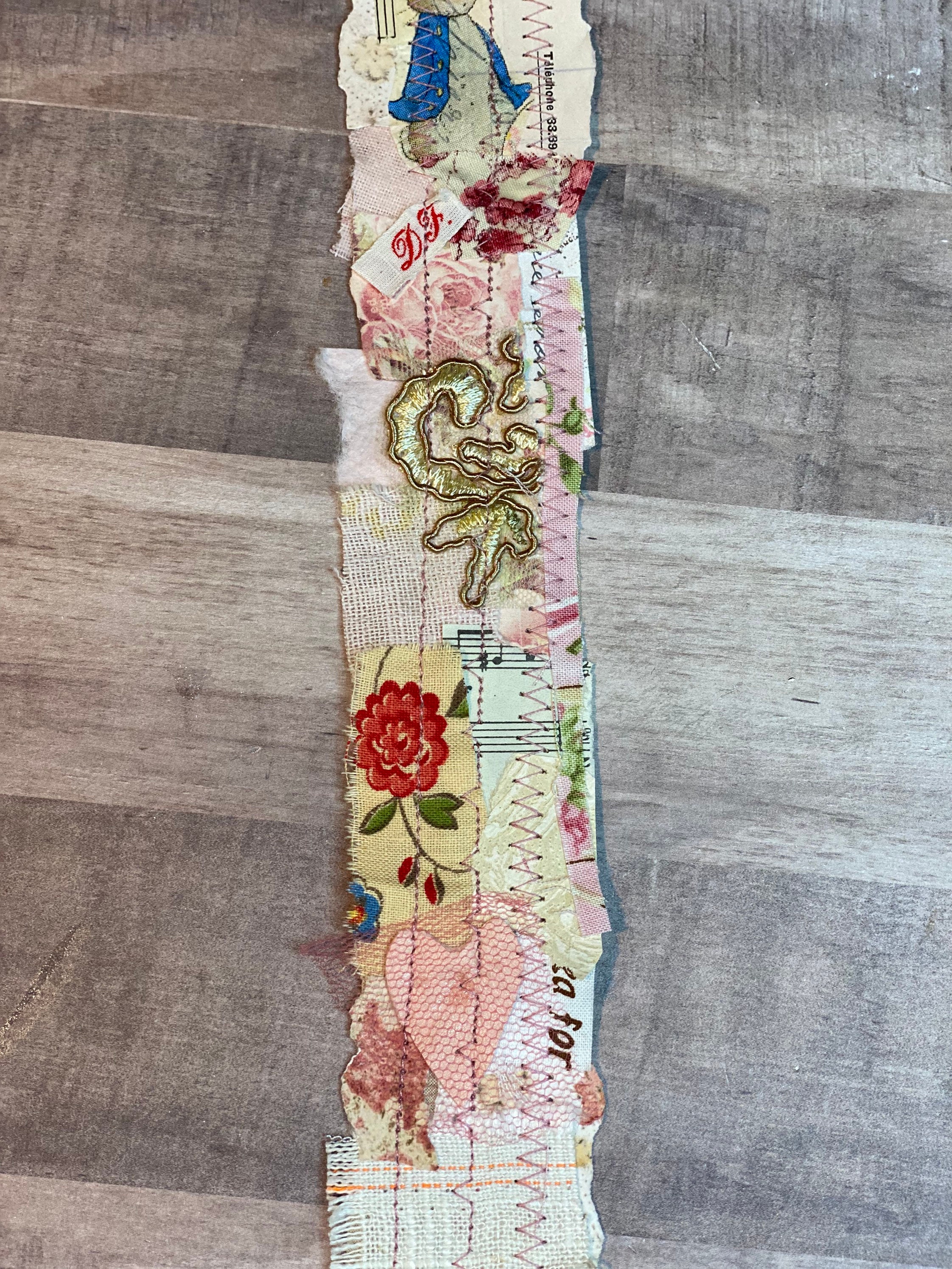 Stitched Snippet Fabric Paper Roll on a Wooden Spool Bunny or | Etsy