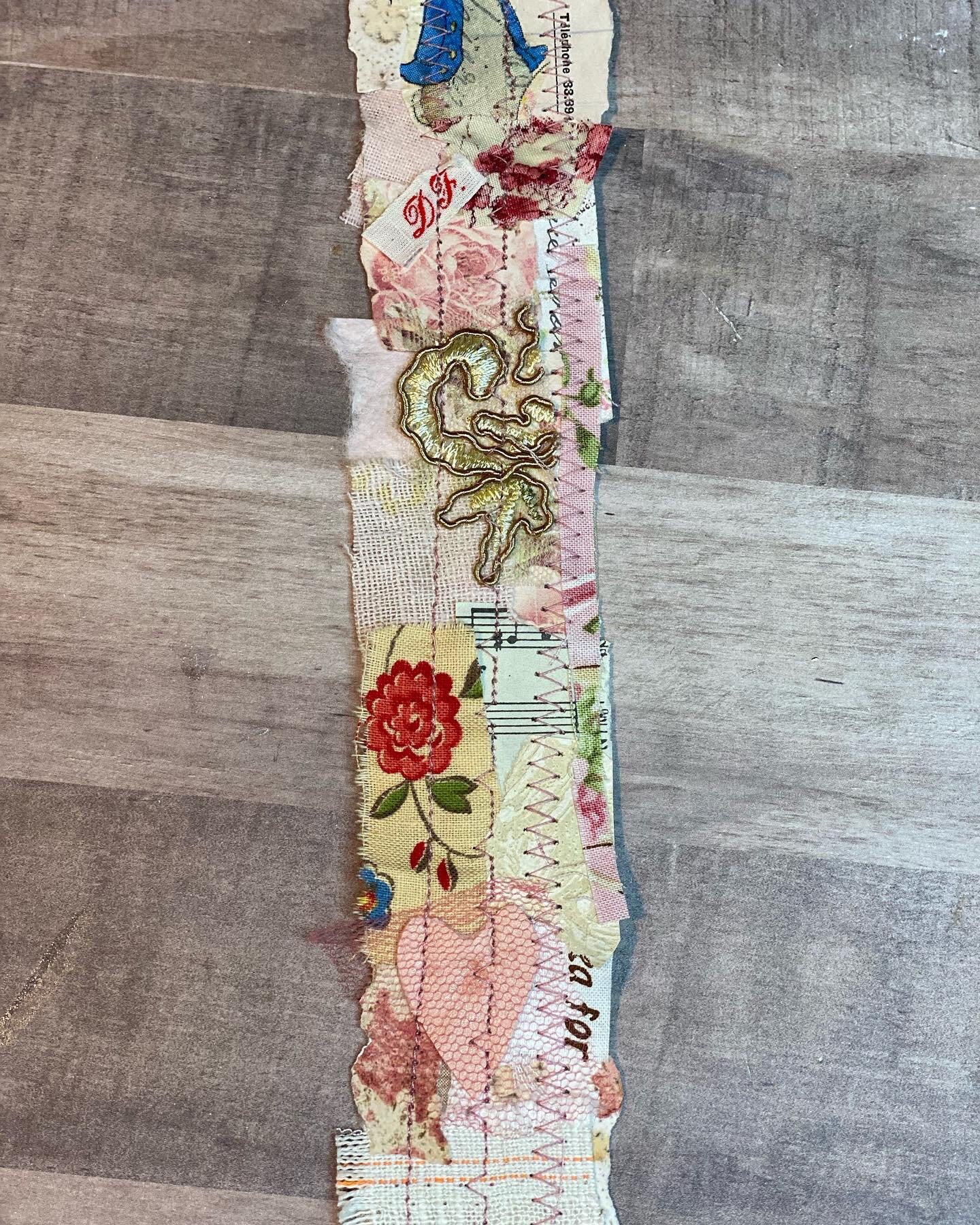 Stitched Snippet Fabric Paper Roll on a Wooden Spool Bunny or | Etsy