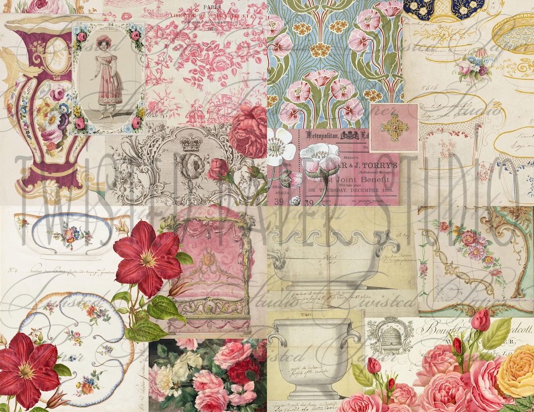 Fancy Pink Elegance Journal and Tall Collage Kit - Etsy