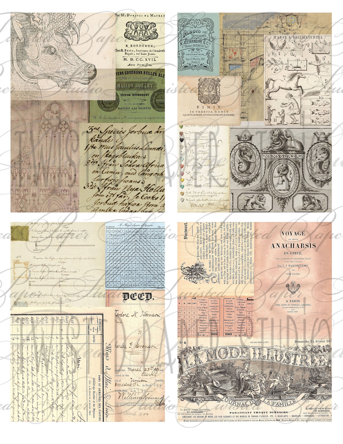 Book Page Collage Digital Kit - Etsy