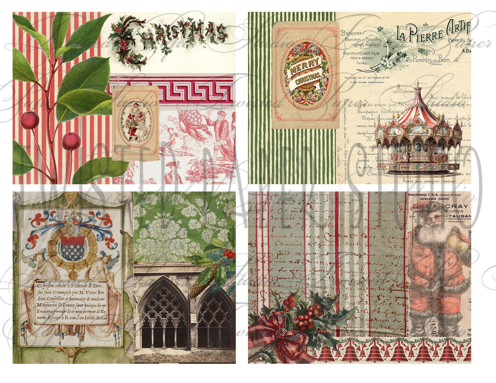 Fancy December Collage Digital Journal Kit - Regular and Tall Document ...