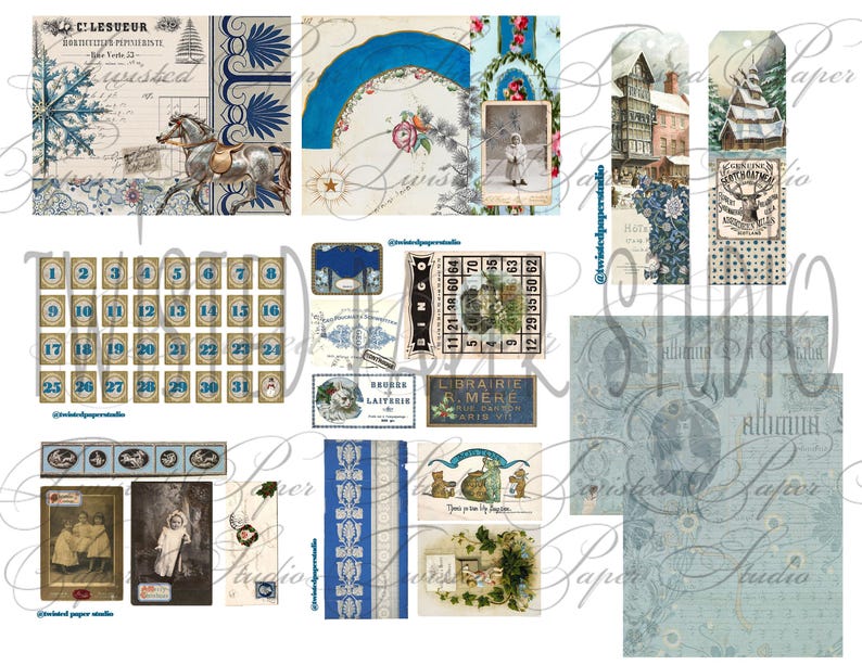 Fancy Winter Collage Digital Journal Kit - Regular and Tall Document ...