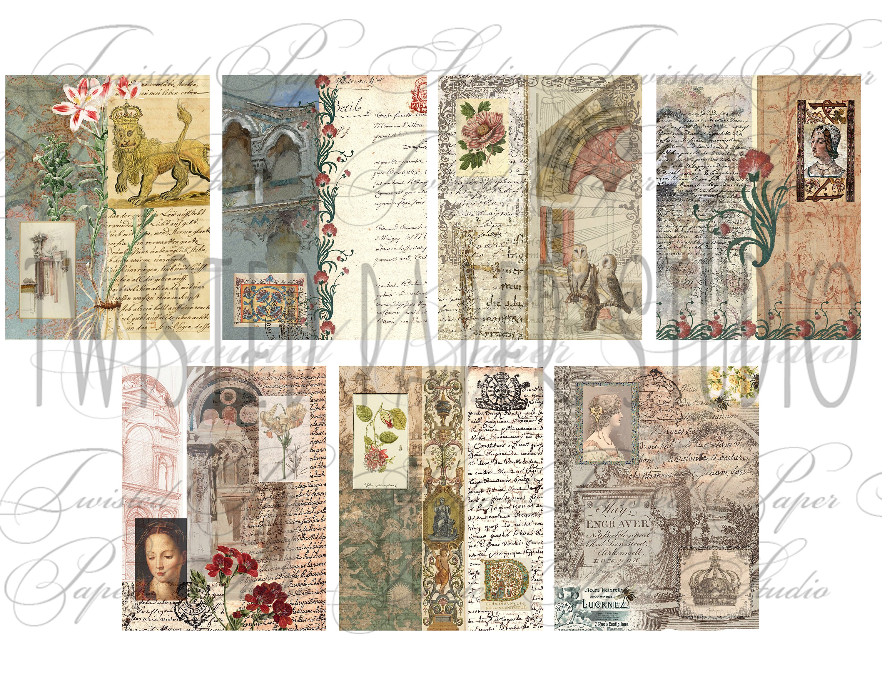 Renaissance Eve Collage Digital Paper Kit - Etsy