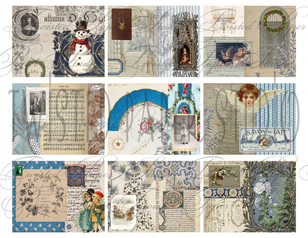 Fancy Winter Collage Digital Journal Kit - Regular and Tall Document ...