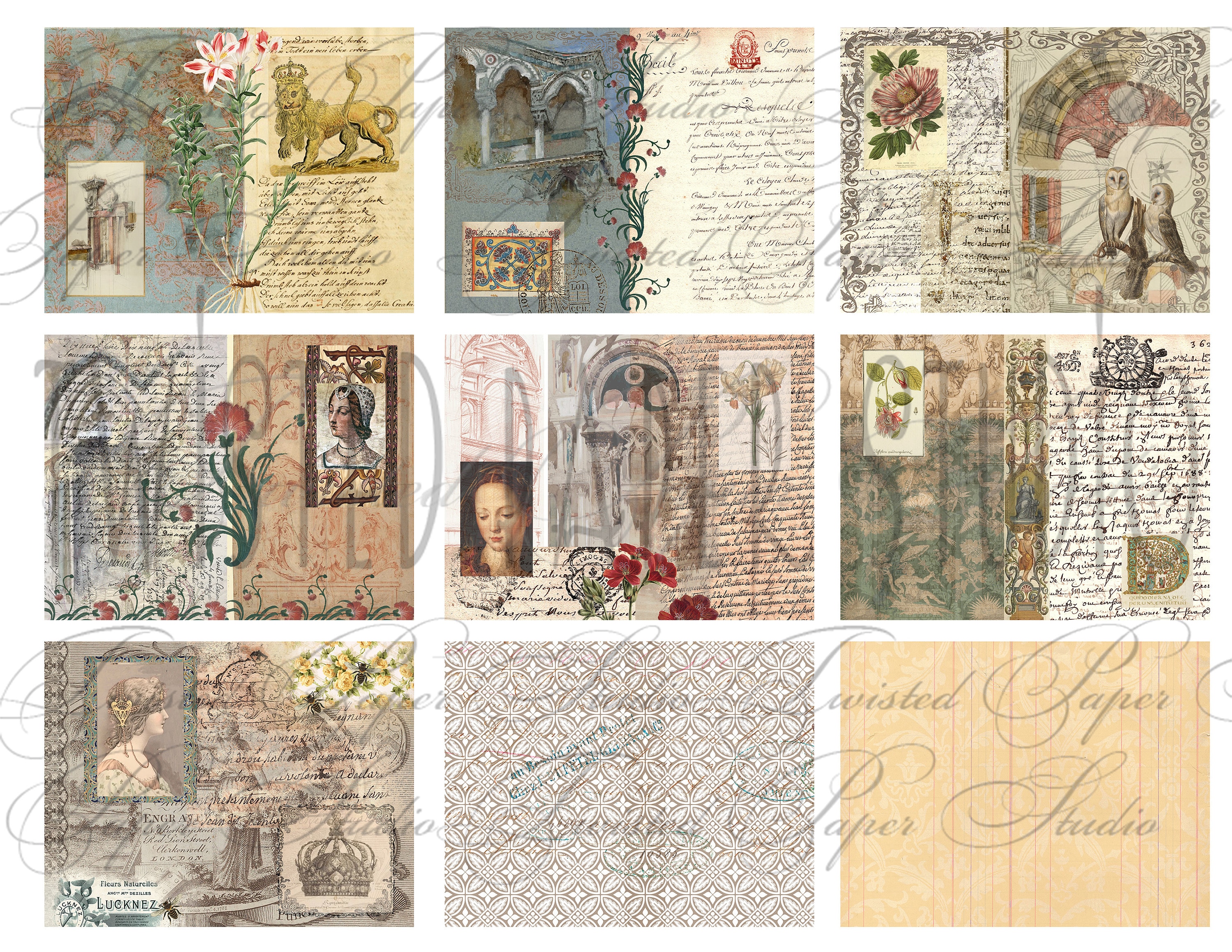 Renaissance Eve Collage Digital Paper Kit - Etsy