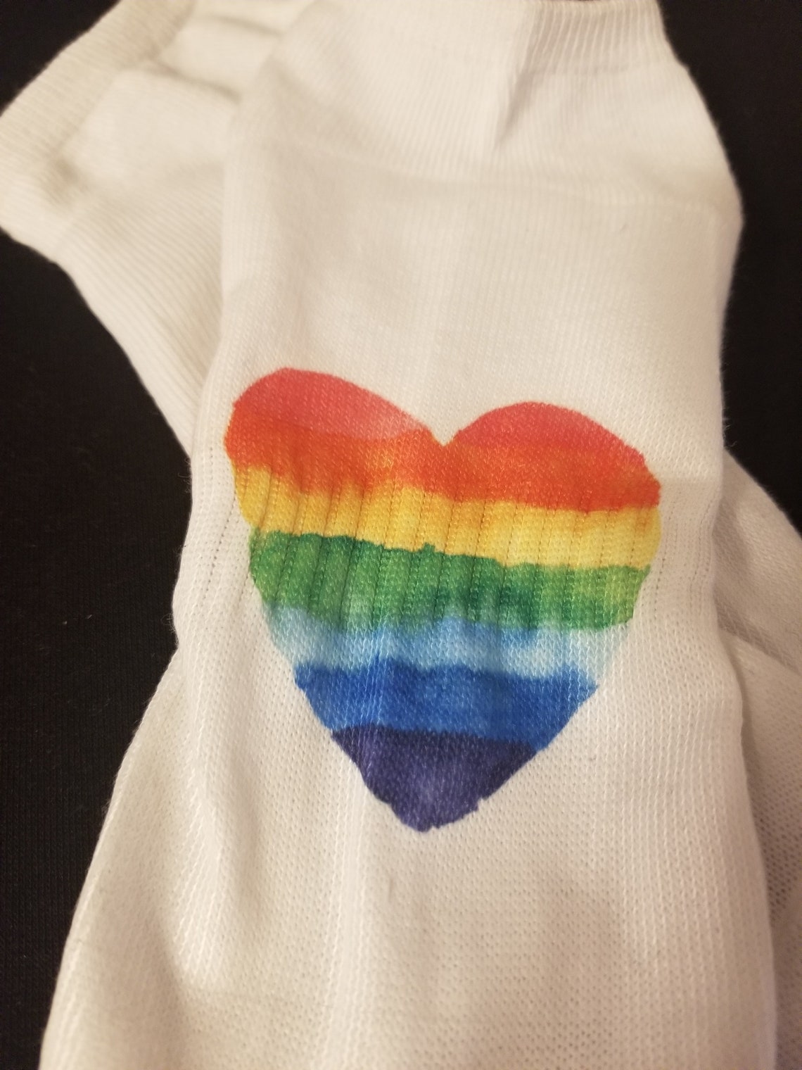 Watercolor Heart Socks / Rainbow Socks / Adult and Youth | Etsy