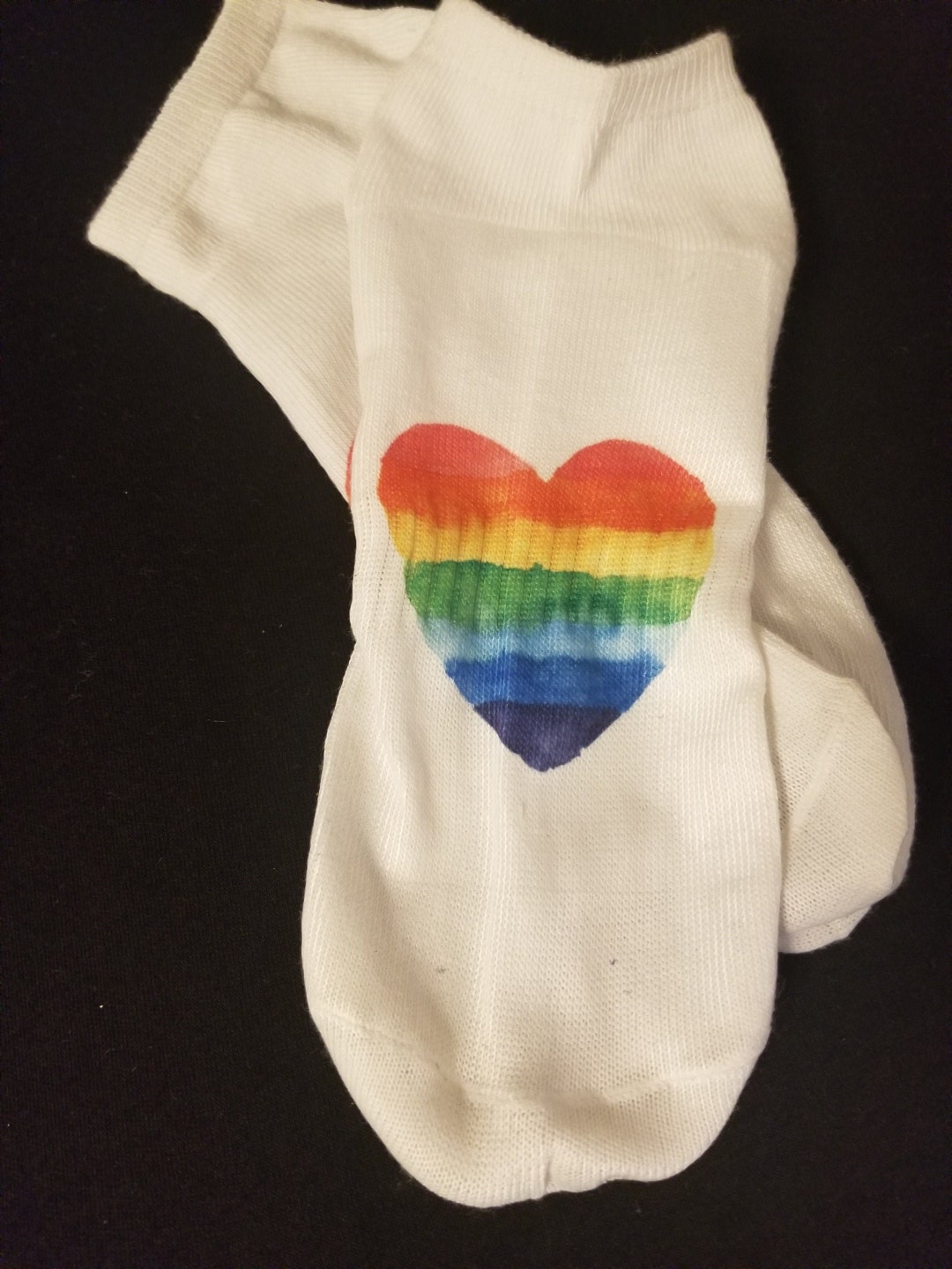 Watercolor Heart Socks / Rainbow Socks / Adult and Youth - Etsy