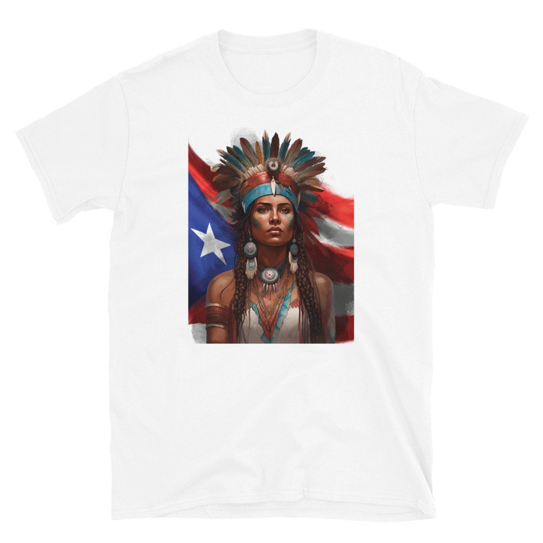 Indigenous Taino Woman Puerto Rican Flag Caribbean Short-sleeve Unisex ...