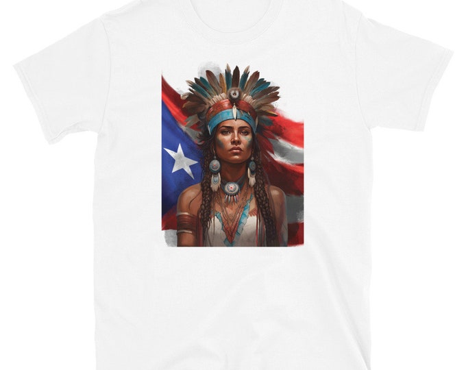 Indigenous Taino Woman Puerto Rican Flag Caribbean Short-sleeve Unisex ...