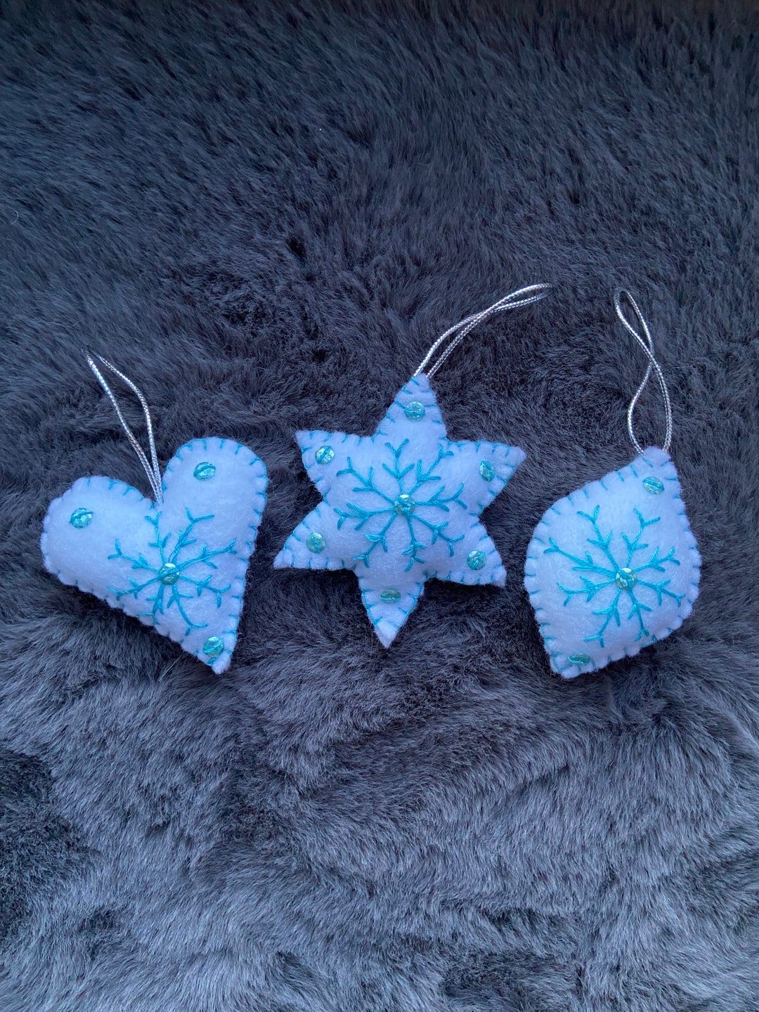 Set of 3 Felt Christmas Decorations - Etsy