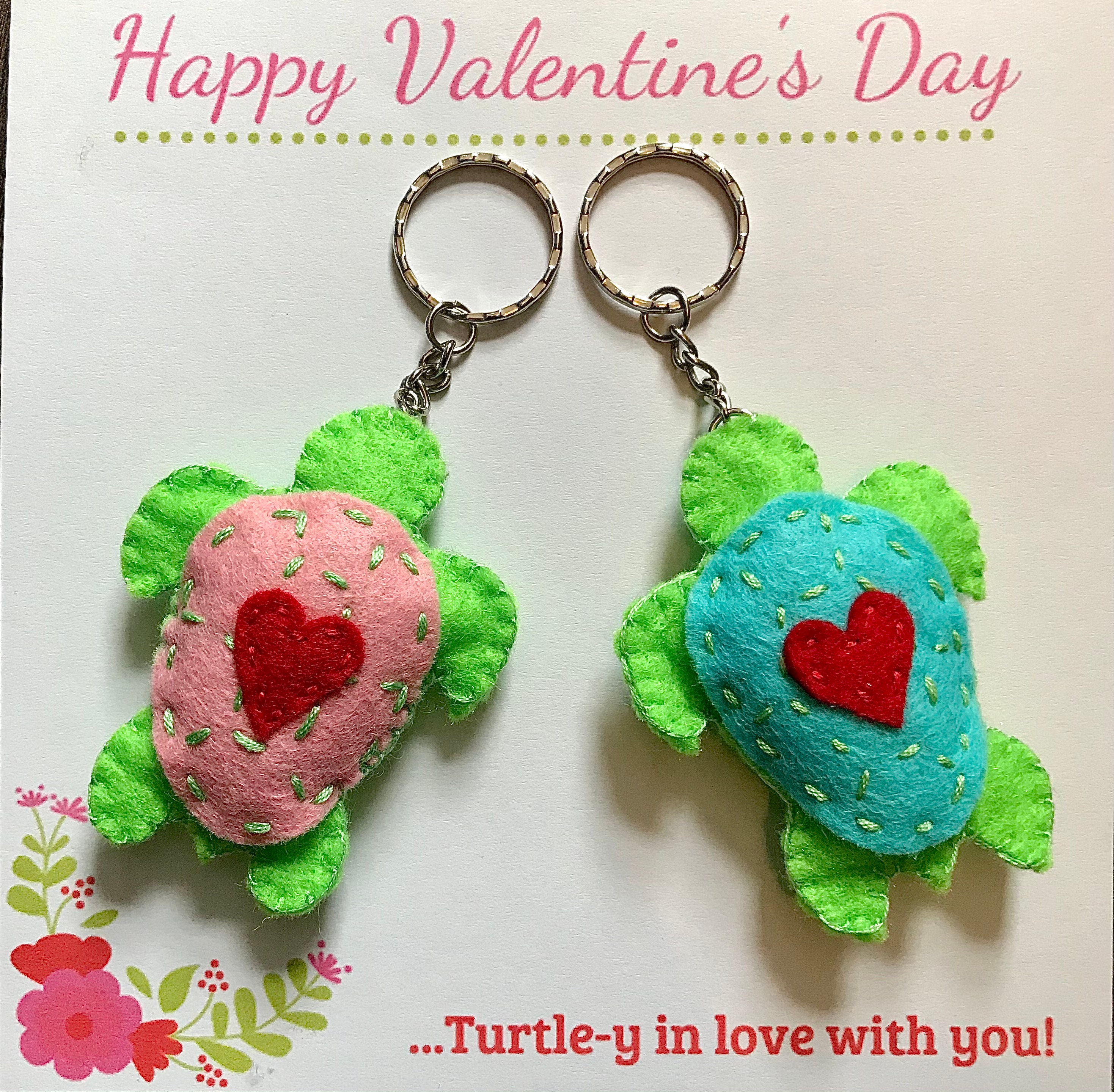 Valentine's Day Keyrings, 2 Piece Felt Keyring Set, Pair of Valentine’s ...