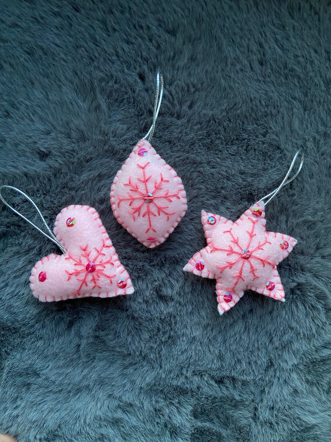 Set of 3 Hanging Felt Decorations - Etsy