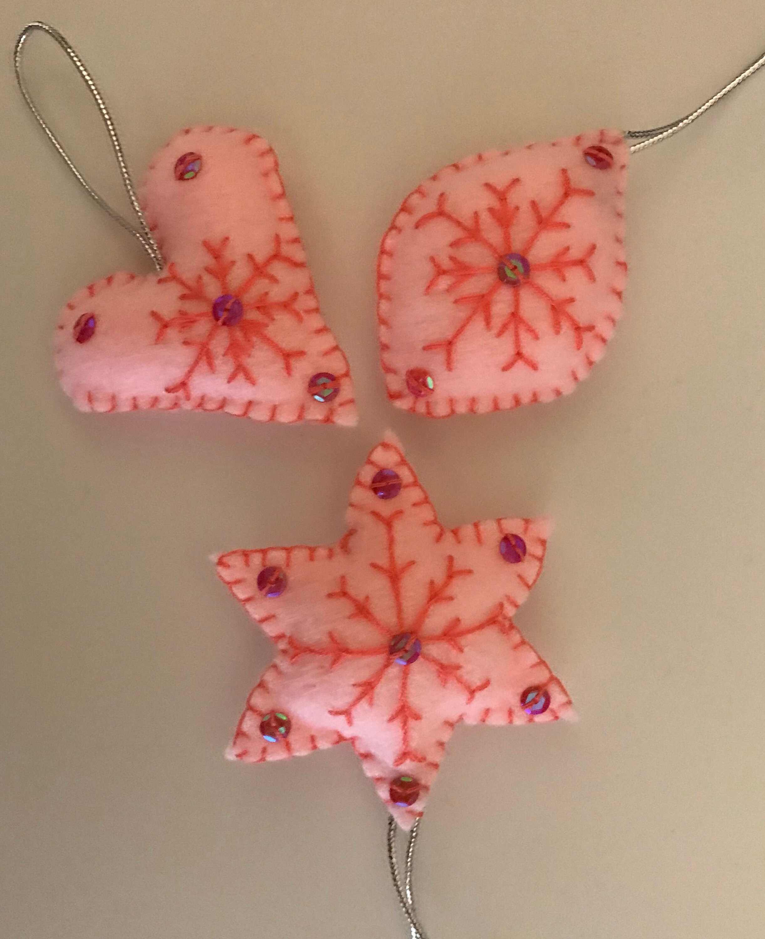 Set of 3 Hanging Felt Decorations - Etsy