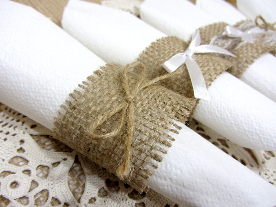 12 Burlap Napkin Rings. Rustic Wedding Decor Rustic Wedding - Etsy