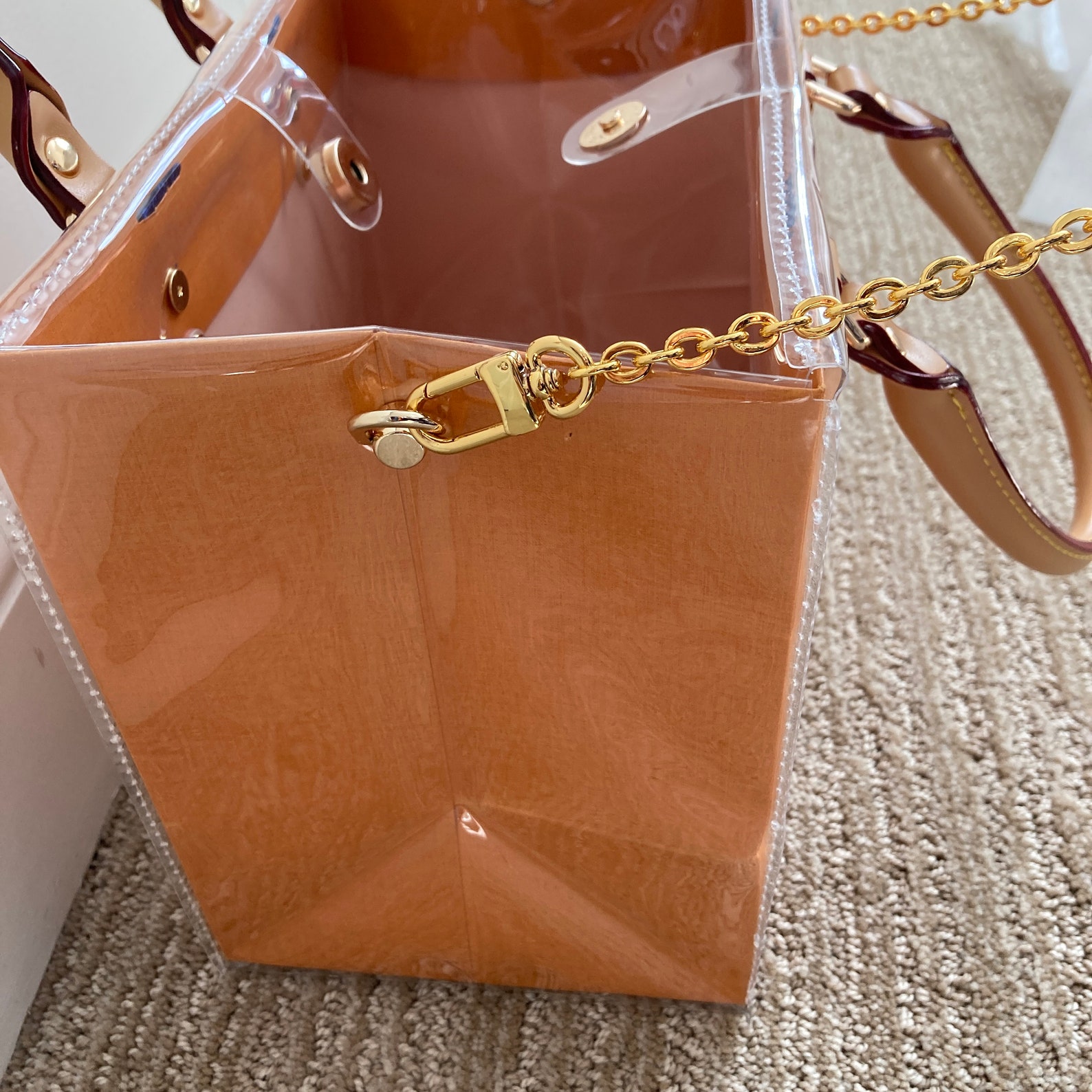 Paper Bag DIY Kit TPU Plastic Cover W Handle Strap Crossbody Tote Clear ...