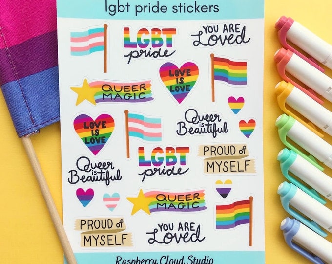 LGBT Sticker Sheet Rainbow Bullet Journal Stickers Queer Planner ...