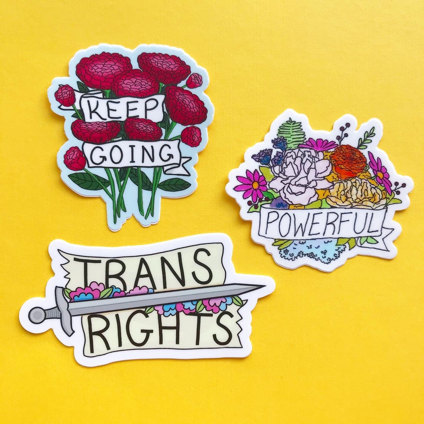 Trans Positivity Trans Rights Sword Vinyl Sticker With Flowers - Etsy