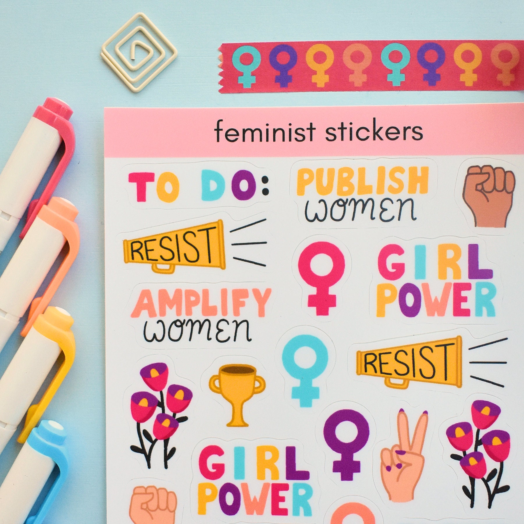 Feminist Sticker Sheet Girl Power Inspirational Women T Etsy