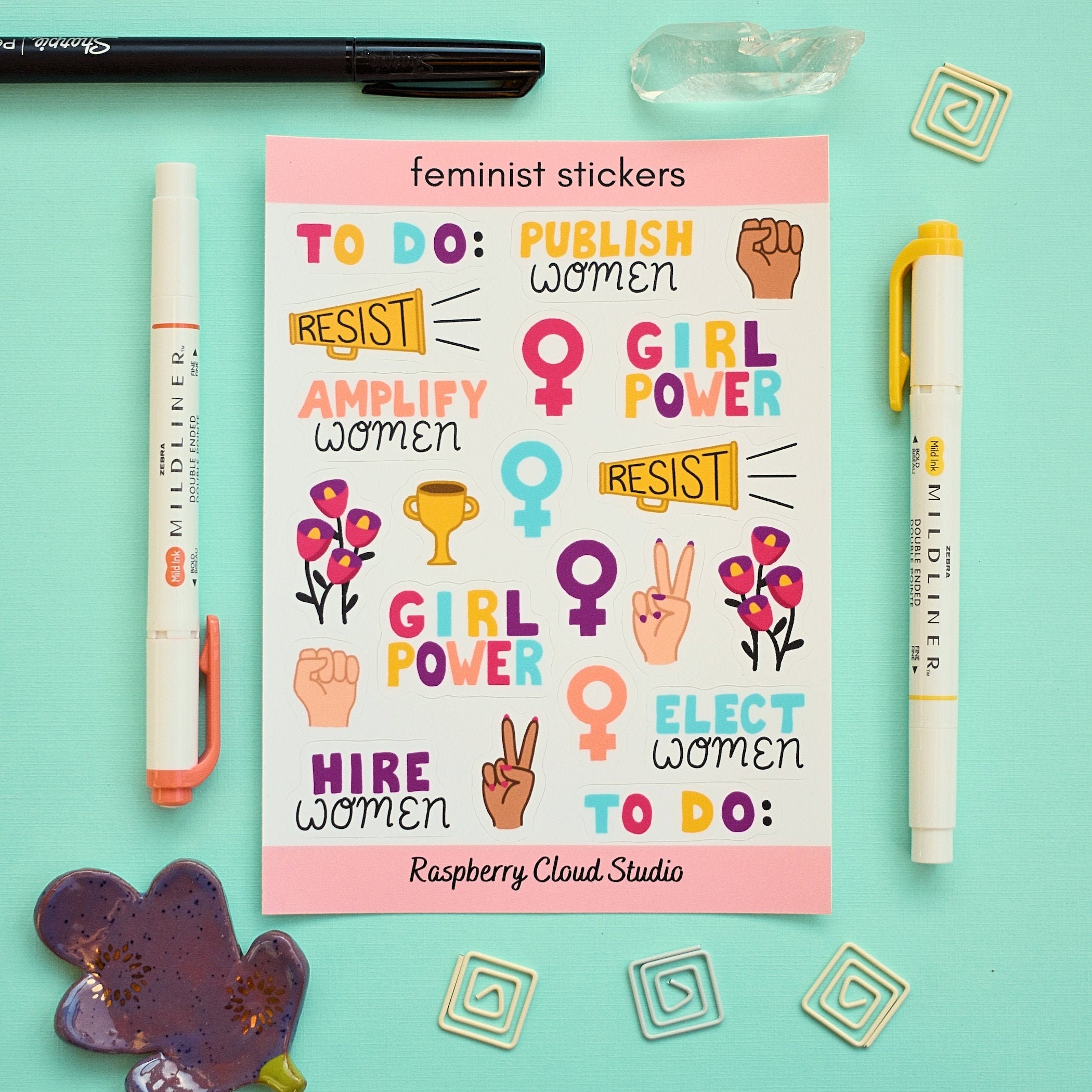 Feminist Sticker Sheet Girl Power Inspirational Women T Etsy