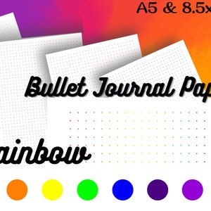 Rainbow Bullet Journal Paper | Printable Dot Grid Rainbow Color Blank ...
