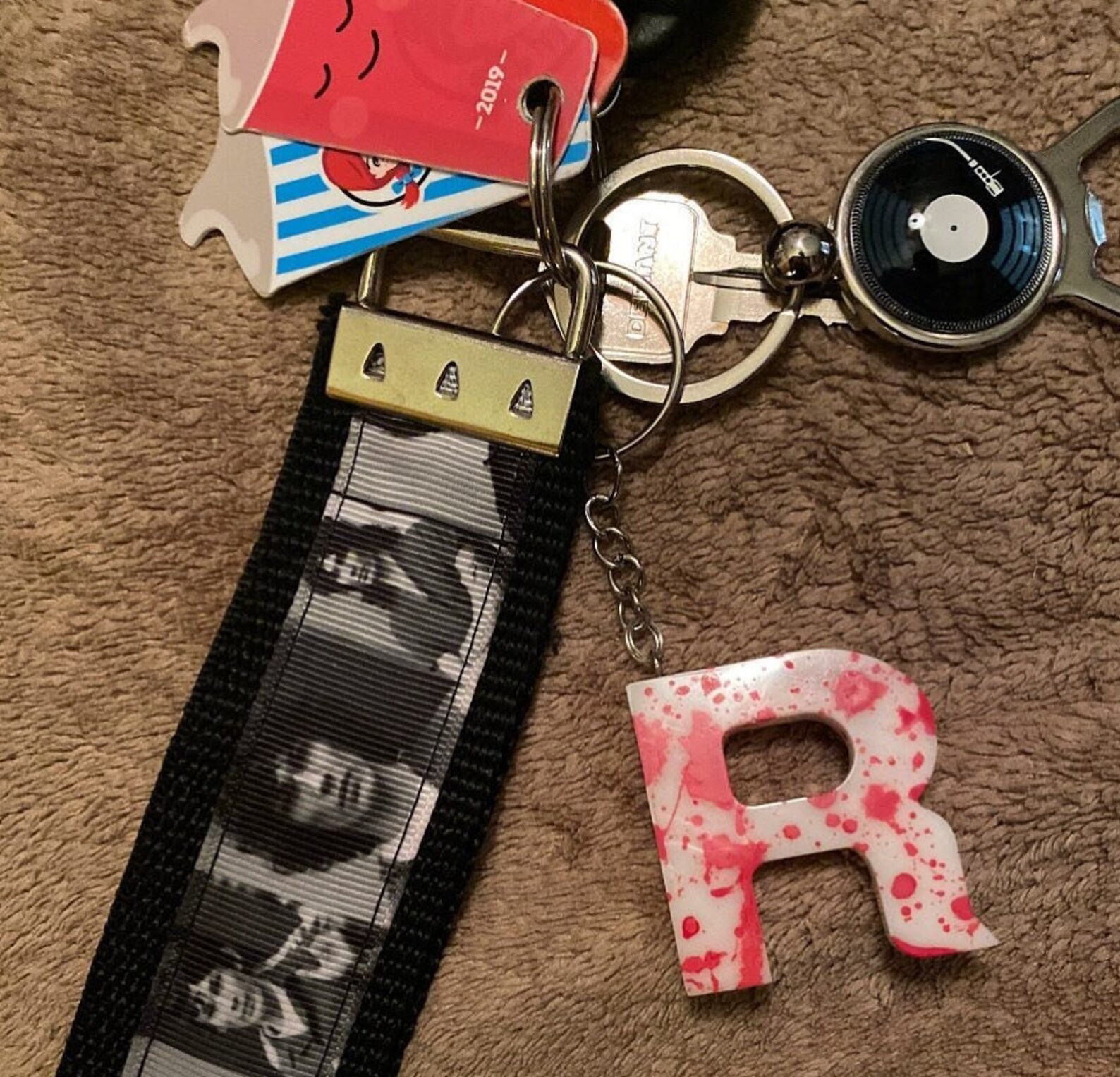 Letter Resin Blood Splatter Keychain Custom Personalized Initial Letter ...