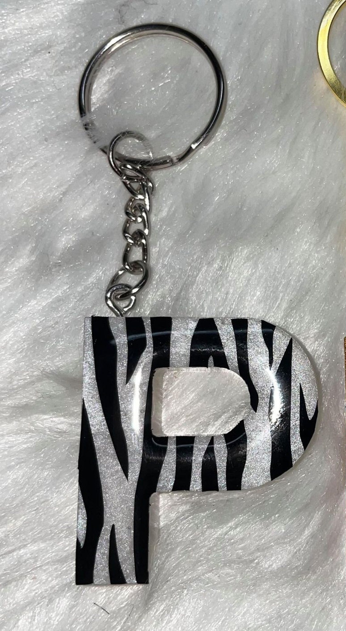 Letter Resin Animal Print Keychain Custom Personalized | Etsy