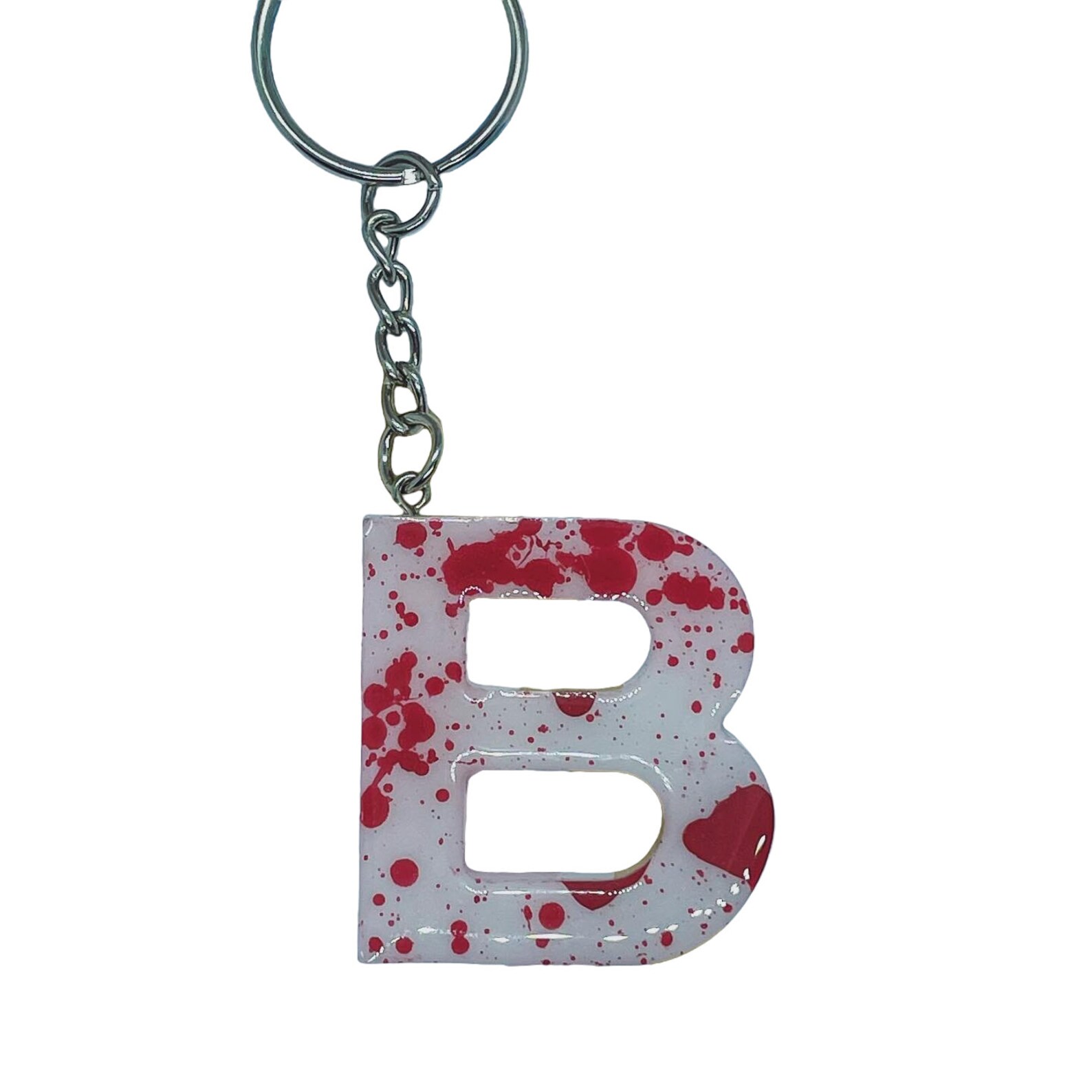 Letter Resin Blood Splatter Keychain Custom Personalized Initial Letter ...