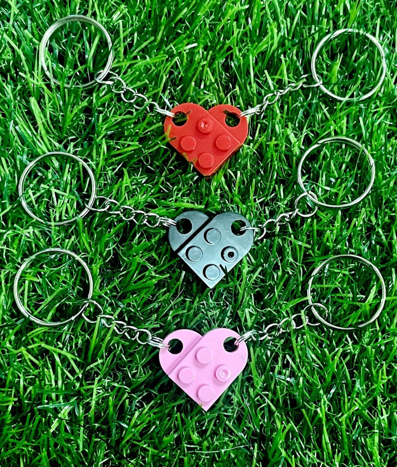 Brick Block Heart Keychain Set Valentines Day Couples Gift - Etsy