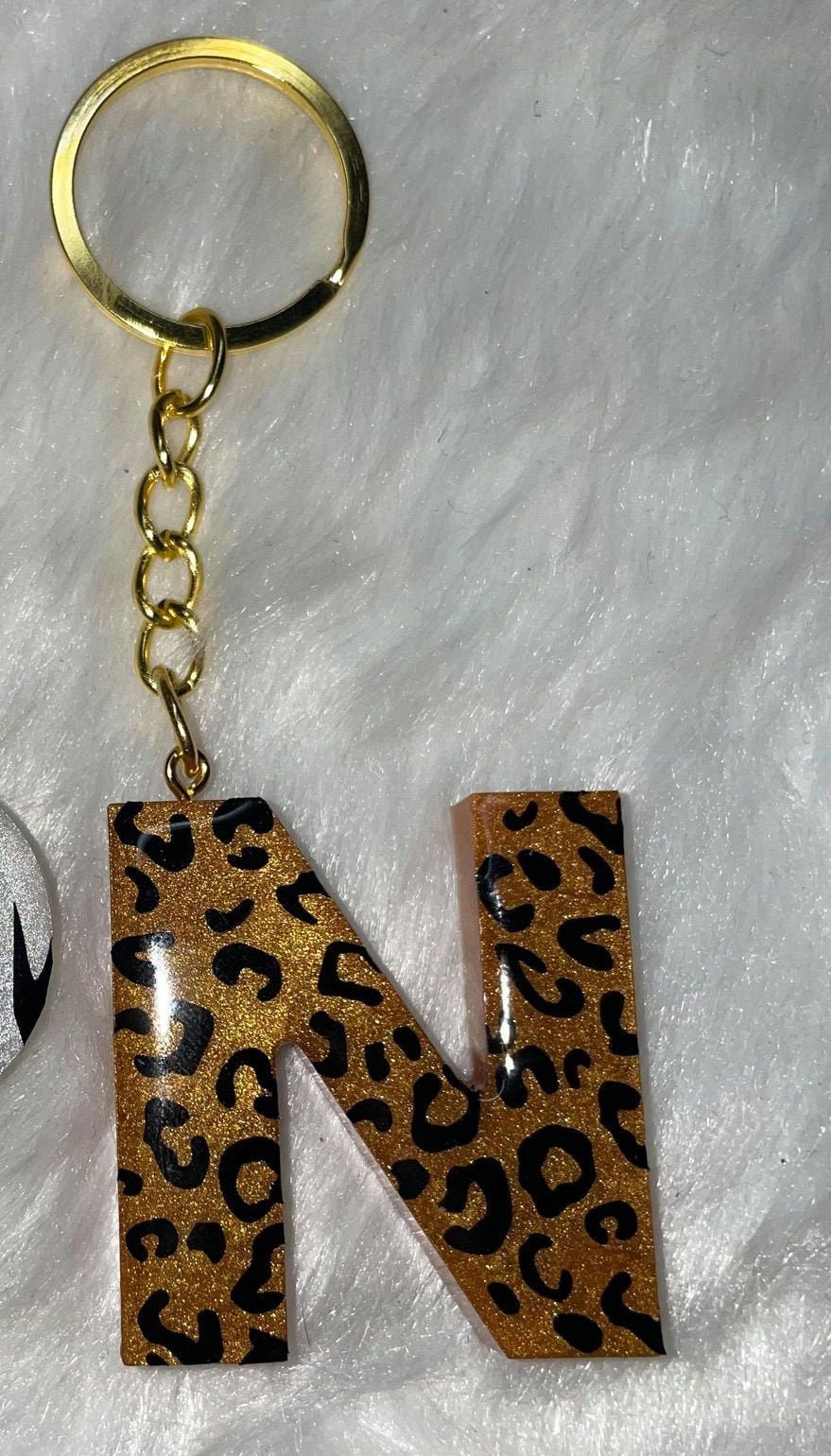 Letter Resin Animal Print Keychain Custom Personalized | Etsy