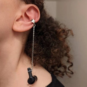 Anti-lost Earbud Cuff | Silver Cuff Chain No Piercing Earrings for ...