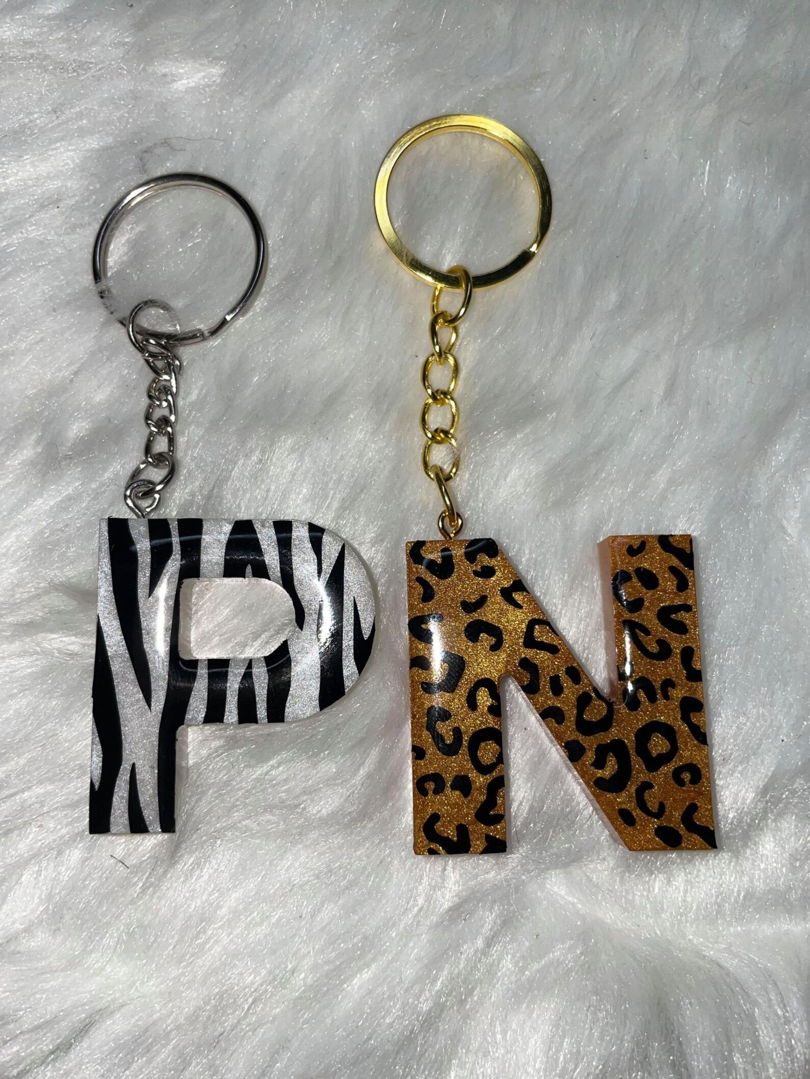 Letter Resin Animal Print Keychain Custom Personalized | Etsy