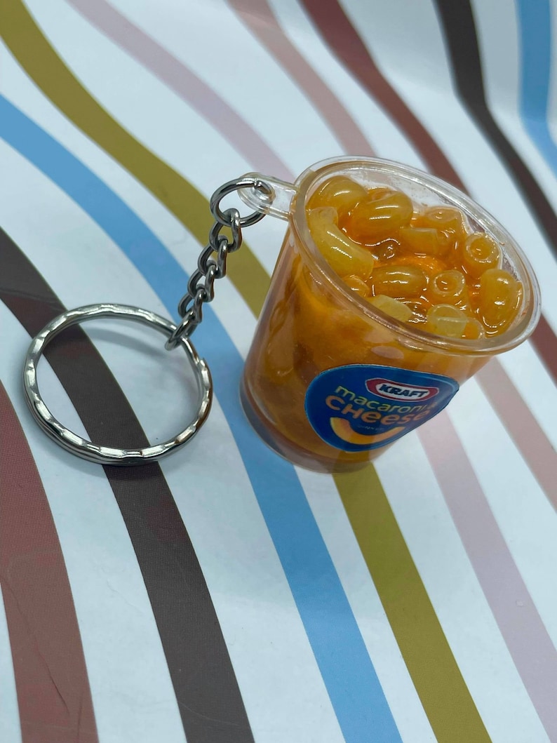 Macaroni and Cheese Cup Keychain | Resin Pasta Cheese Bowl Food ...