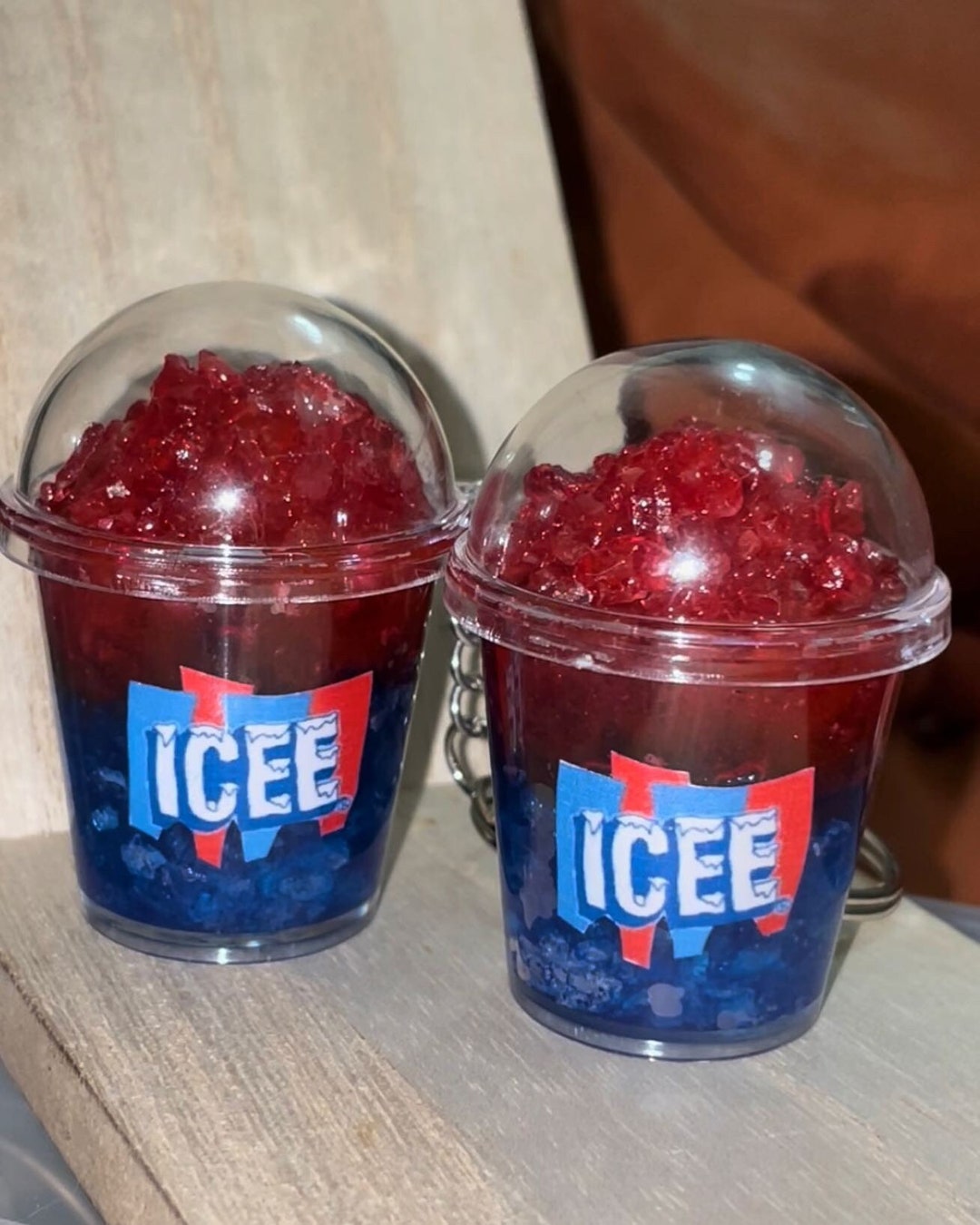 Slush Drink Keychain Cherry and Blue Raspberry Slushy Ice Drink in a ...
