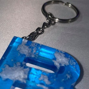 Letter Resin Blue Sky Cloud Keychain Custom Personalized Initial Letter ...