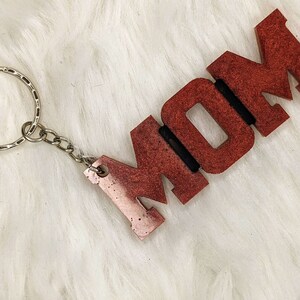 MOM Resin Keychain Custom Color MOM Mothers Day Key Chain Keyring Key ...