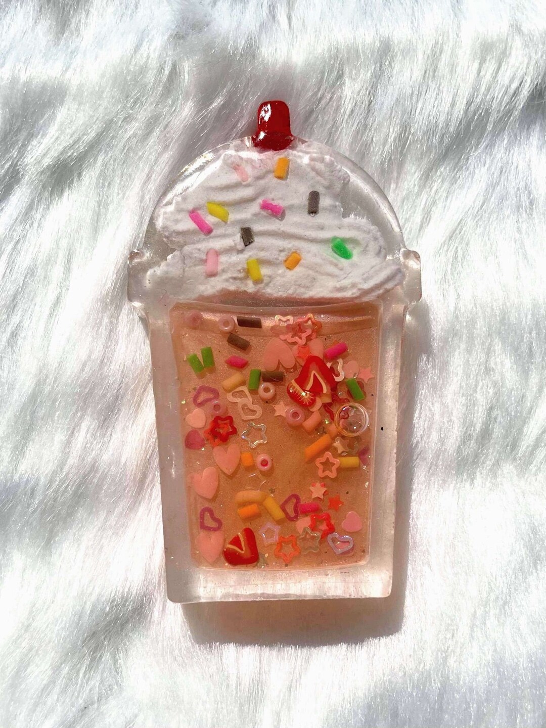 Milkshake With Sprinkles Shaker Keychain Glitter Resin Shake Pink Drink ...