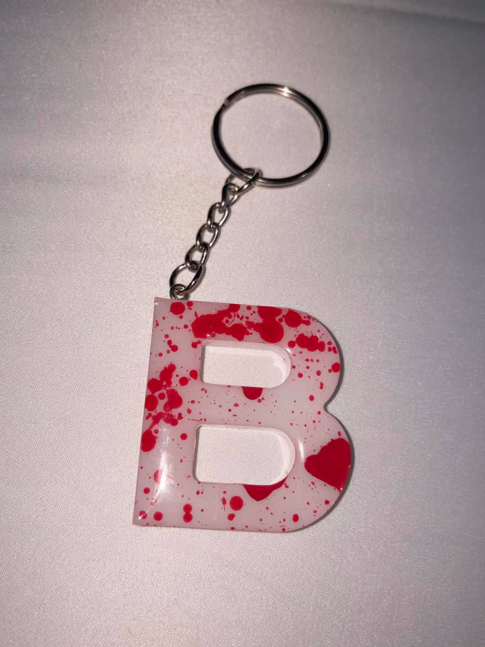 Letter Resin Blood Splatter Keychain Custom Personalized Initial Letter ...